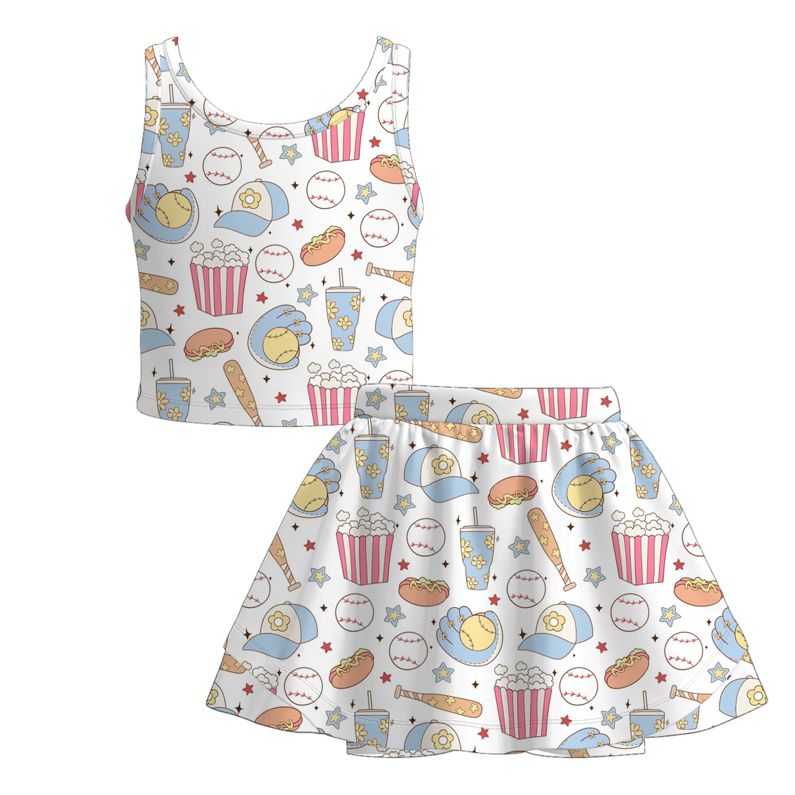Girls Summer Sports Theme Short Skirt Set – Little Trendy